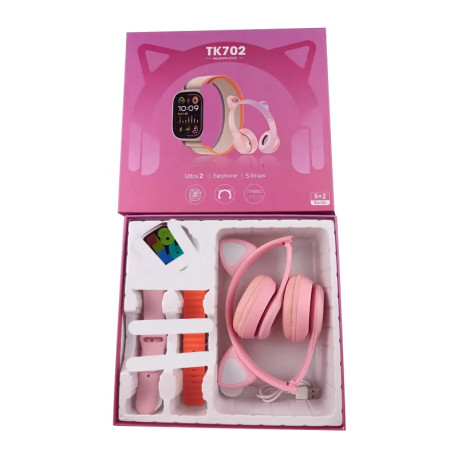 COFFRET MODIO MONTRE CONNECTÉE TK702 ULTRA 2 AVEC CASQUE + 5 SANGLES ...