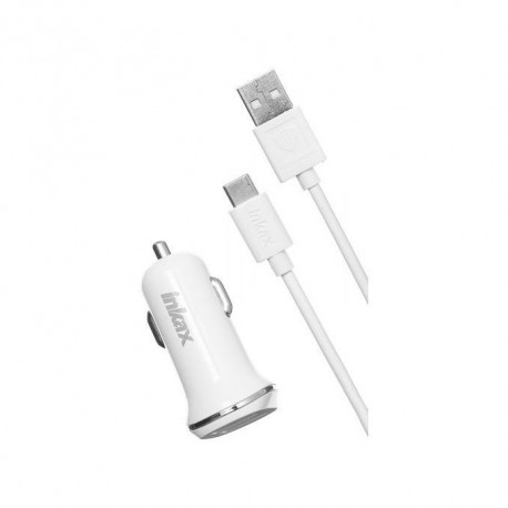Inkax Chargeur rapide pour voiture 2.1A - 2 ports USB - Avec câble micro USB