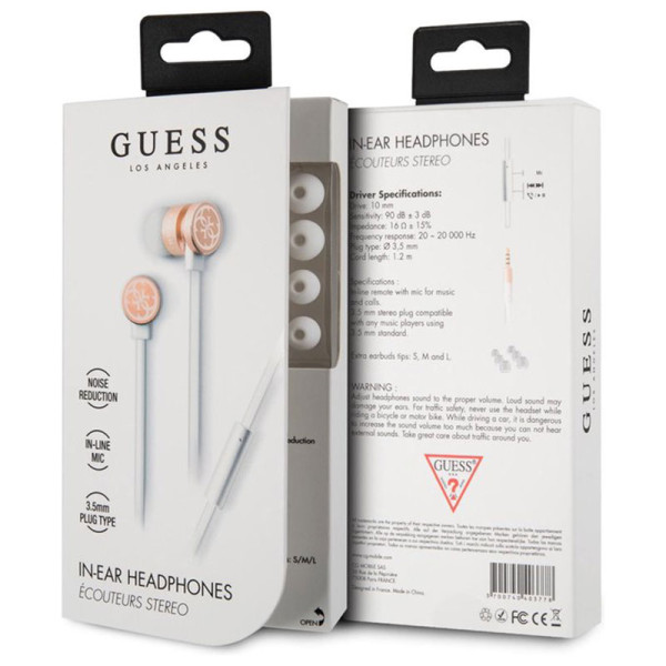 ÉCOUTEURS STÉRÉO INTRA-AURICULAIRES AVEC MICRO GUESS - BLANC